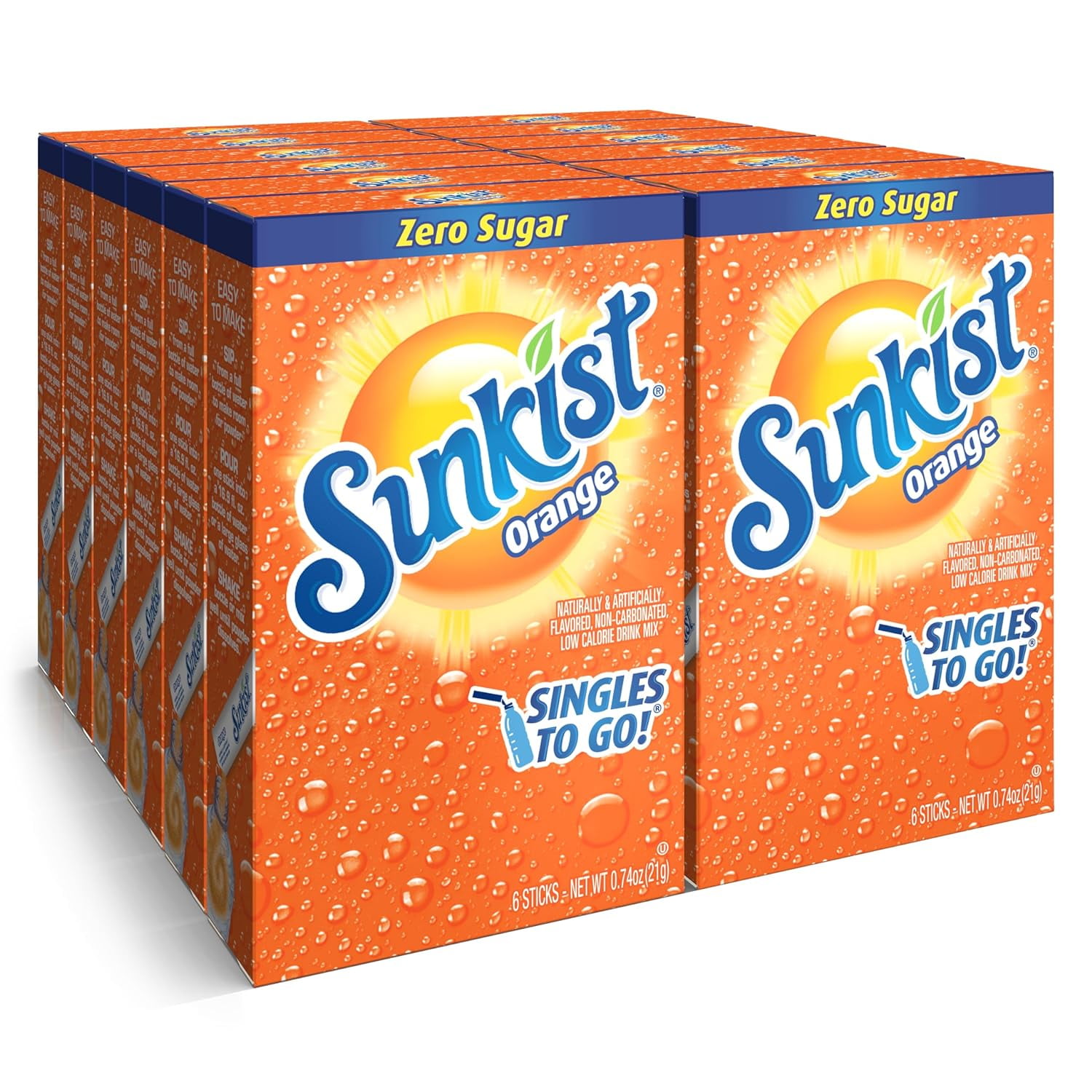 Sunkist Soda Orange Singles To Go Drink Mix, 12 Boxes with 6 Packets ...