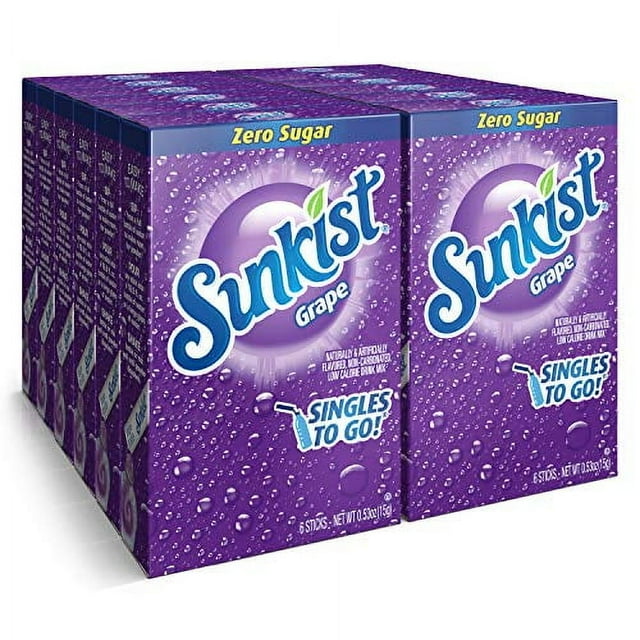 Sunkist Soda Singles To Go Drink Mix, Grape, 12 Boxes with 6 Packets ...
