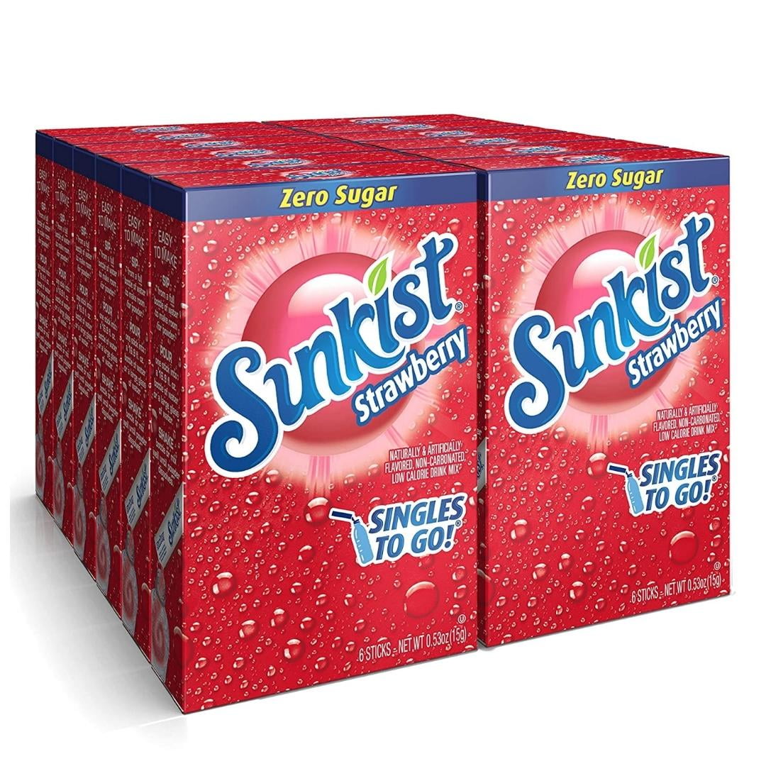Sunkist Soda Singles To Go Drink Mix, Strawberry, 12 Boxes with 6 ...