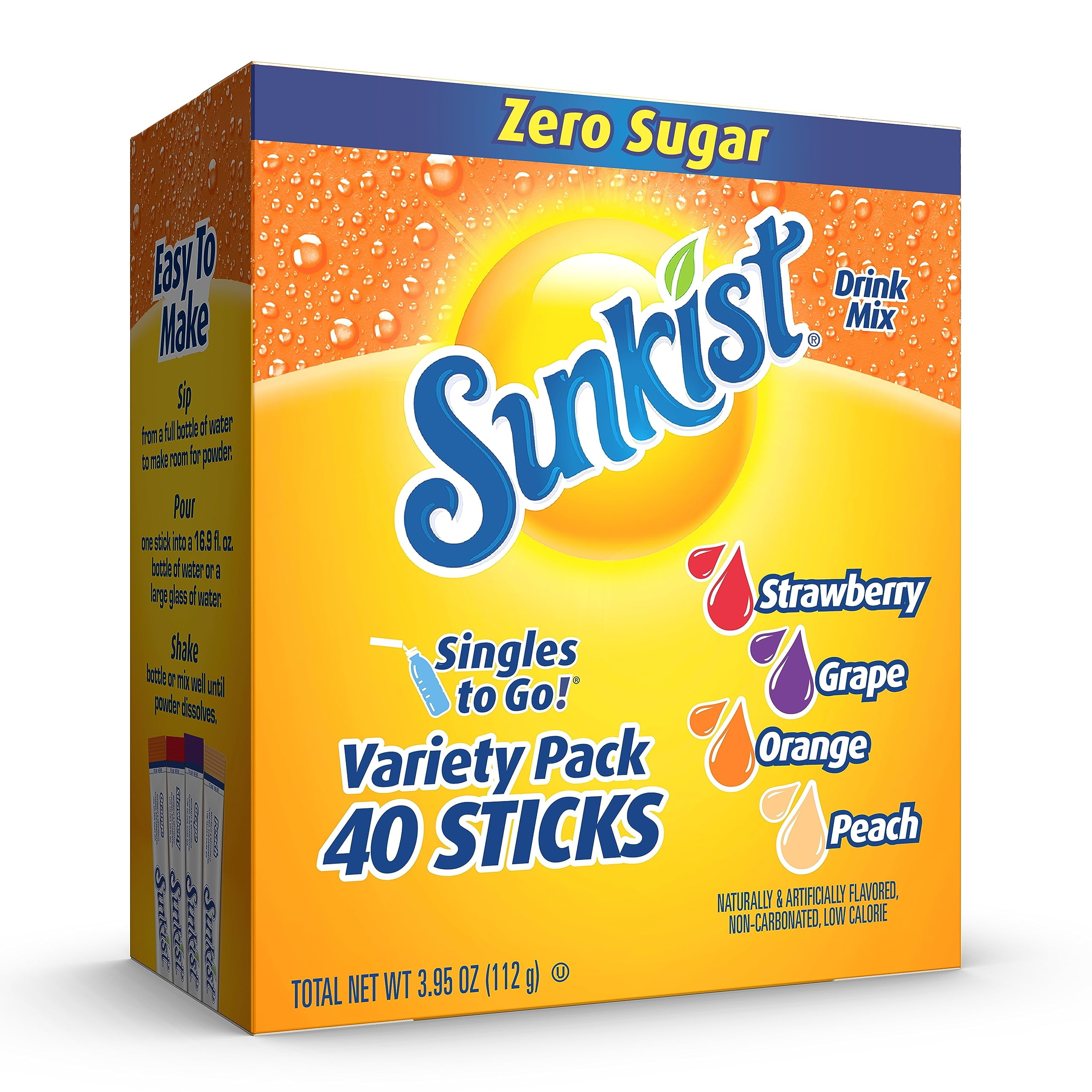 Sunkist Soda Variety Pack, Singles To Go Orange, Strawberry, Grape and ...