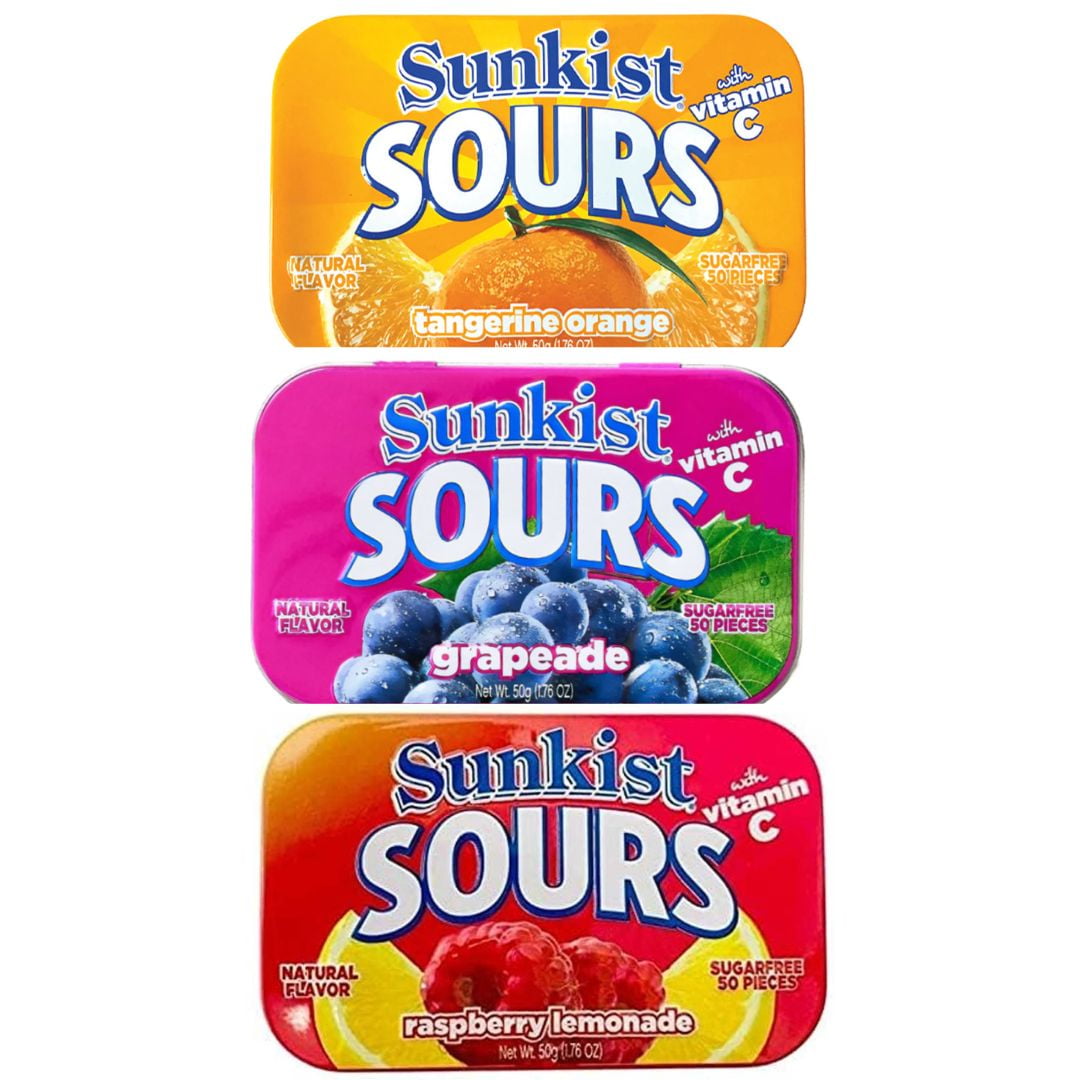 Sunkist Sours Variety Pack - 3 Sugar Free Sour Candy Flavors with ...