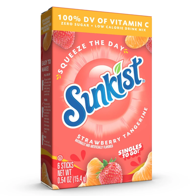 Sunkist Zero Sugar Singles-to-Go Powdered Drink Mix Pack, Strawberry ...