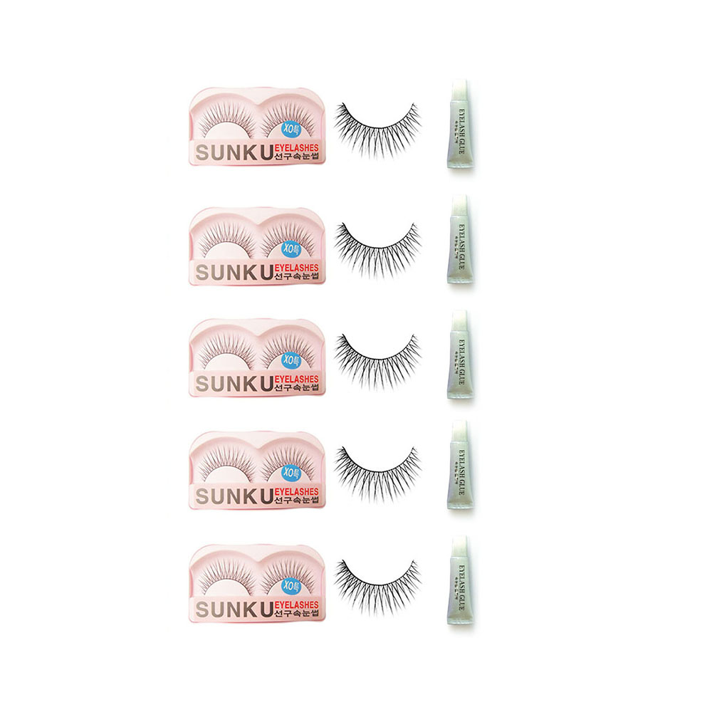 Sunku 100% Polyester Eyelash with Adhesive, 5pcs Pack - Walmart.com