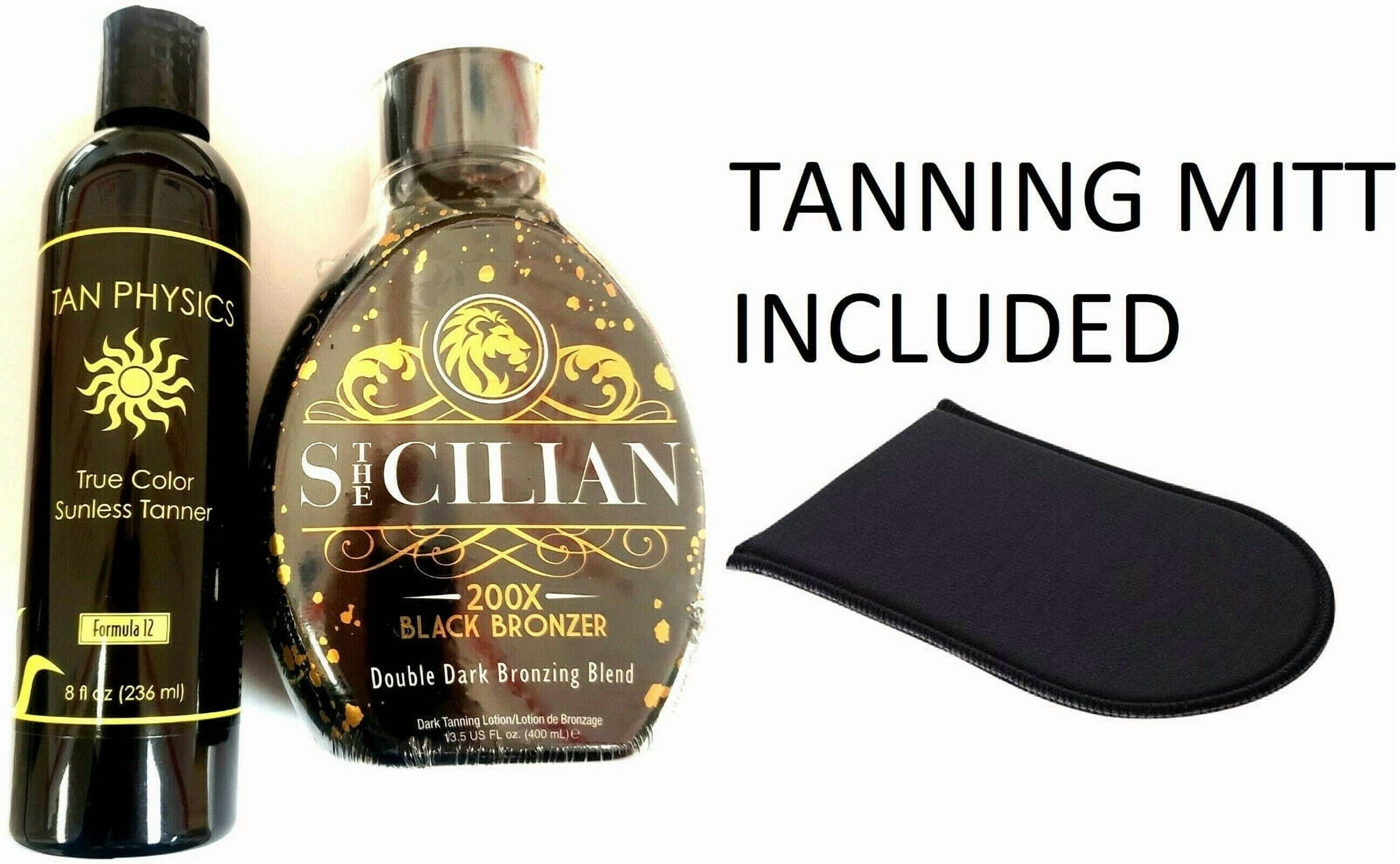 Sunless Self Tanner & Sicilian Black Bronzer Tanning Lotion + Mitt ...