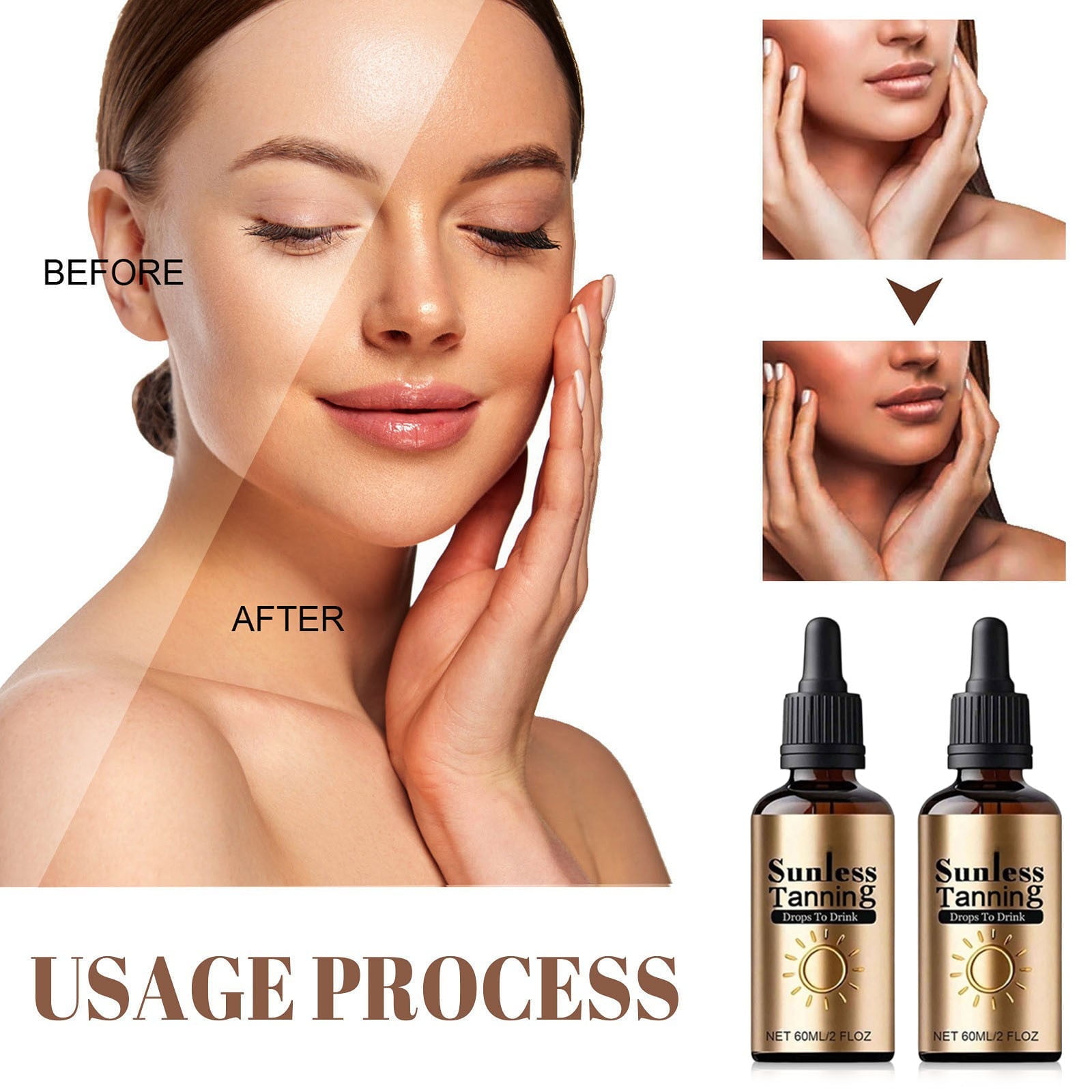 Sunless Tanning Drops To Drink,Drinkable Sunless Tanning Drops,Moisturizing Tanner for Face and ...