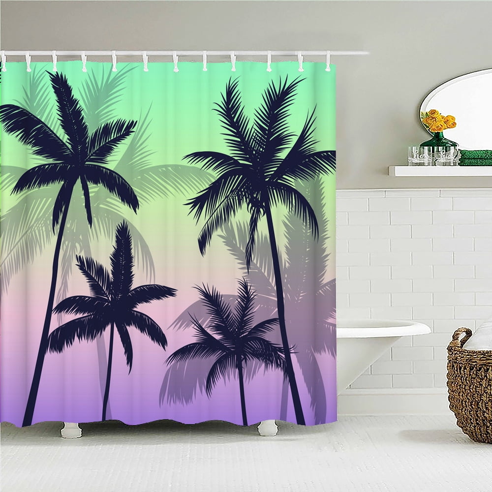Sunlight Beach Waterproof Fabric Shower Curtains 3D Printing Palm Tree ...