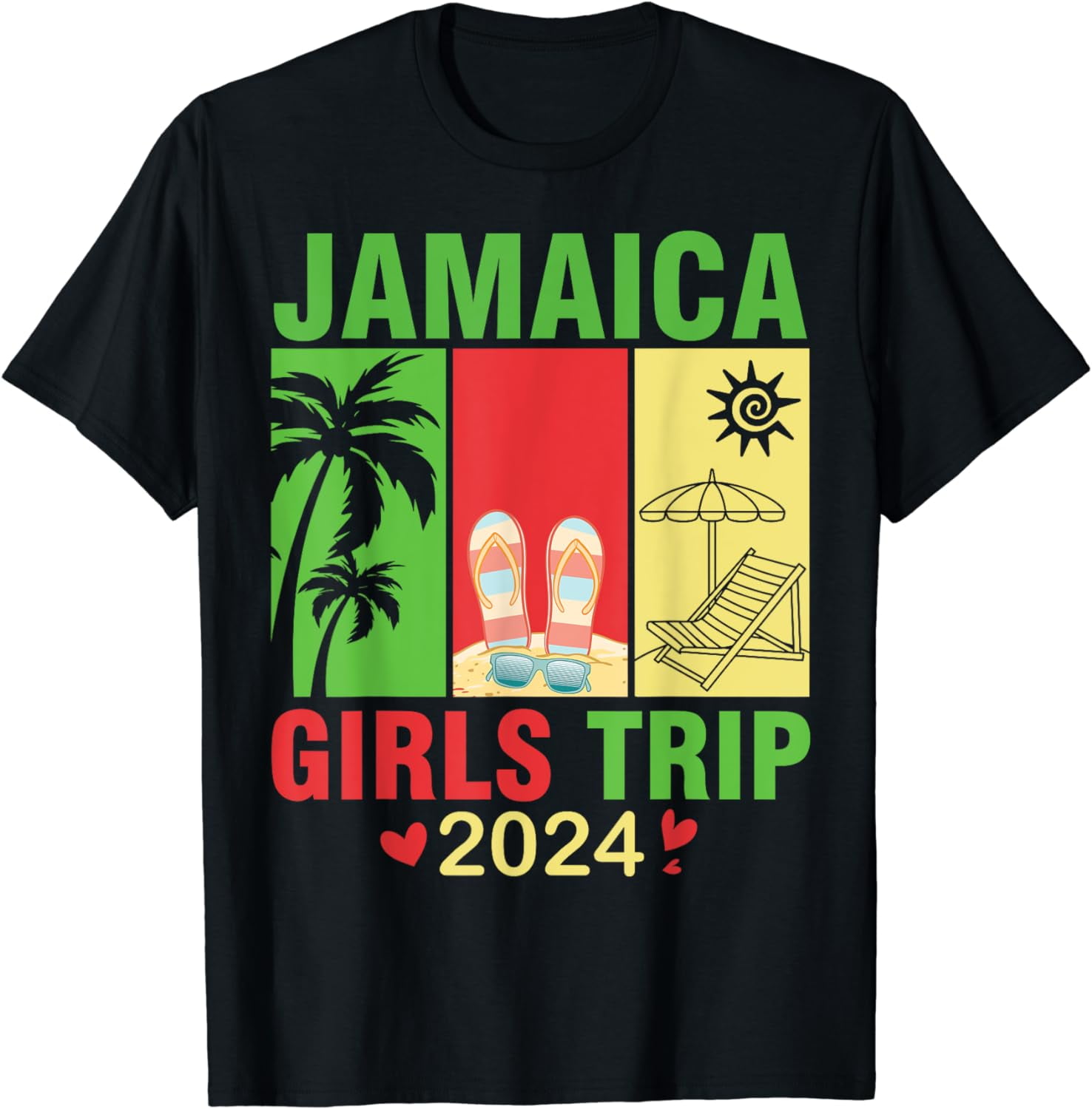 Sunlight Flip Flop Coconuts Beach Jamaica Girls Trip 2024 T-Shirt ...