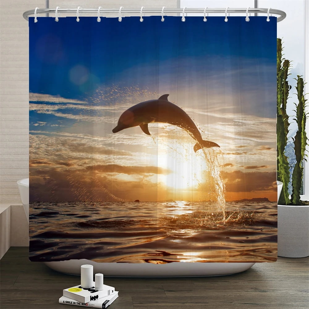 Sunlight Ocean Scenery Shower Curtains Decoration Waterproof Fabric ...