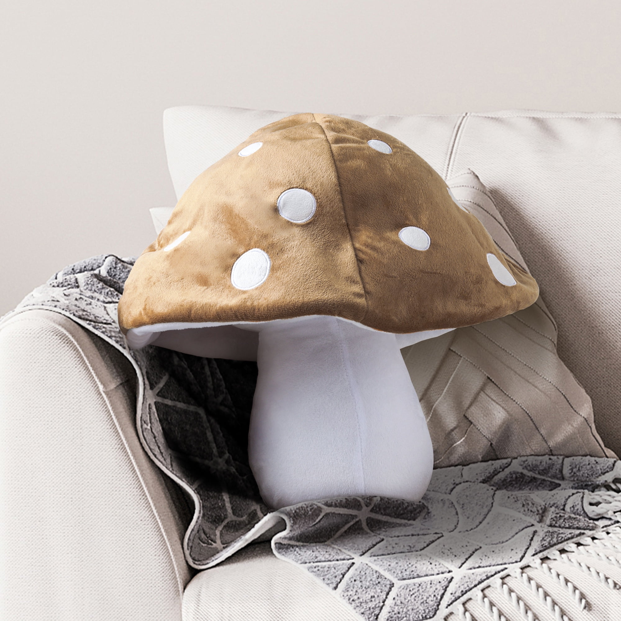Sunlit 15.35 Inches Mushroom Pillow, Cute 3D Polka Dot Mushroom Plush ...