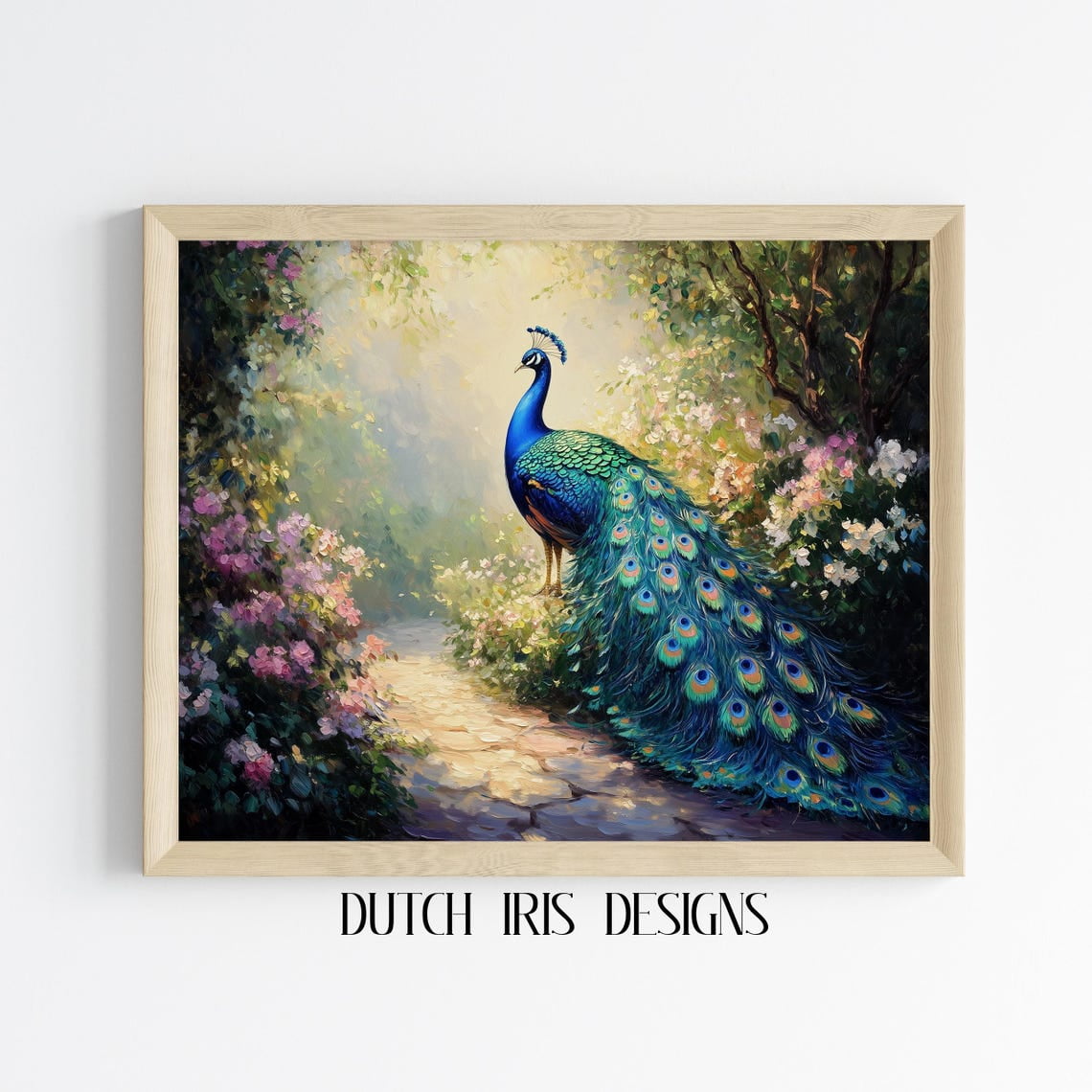 Sunlit Garden Peacock Art, Peacock, Vibrant Nature Wall Decor, Monet ...