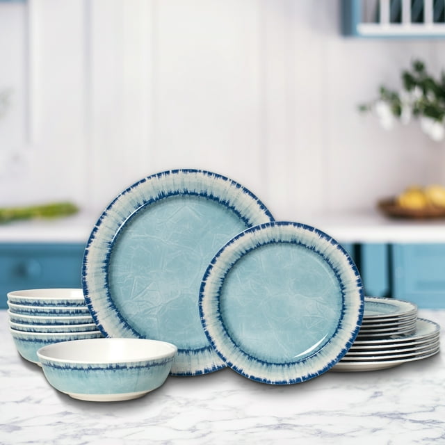 Sunlit 18-Pcs Melamine Dinnerware Set, Unbreakable, BPA Free ...