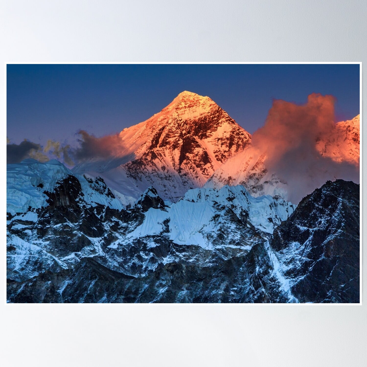Sunlit Mount Everest Hiking Climbing Mountains Poster Wall Art, Modern ...