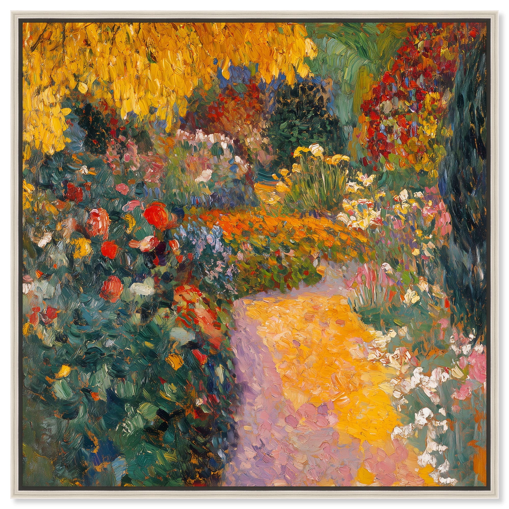 Sunlit Sanctuary Canvas Vintage Floral Art by Art Remedy, Silver Frame, 24 x 24 - Walmart.com