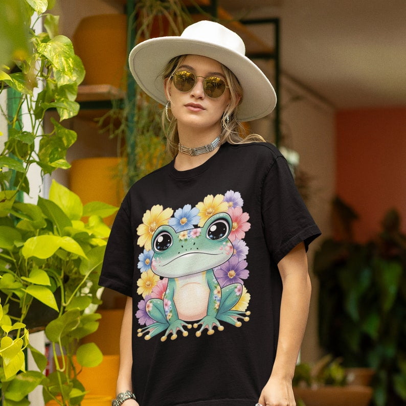 Sunlit Street 0611-WM160 NEW BRAND,men's t-shirts USA, Cute Floral Frog ...