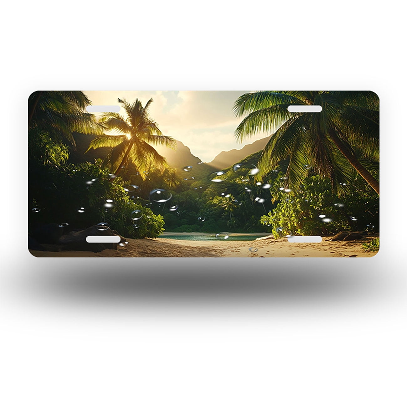 Sunlit Tropical Beach Front License Plate,Metal License Plate,Funny ...