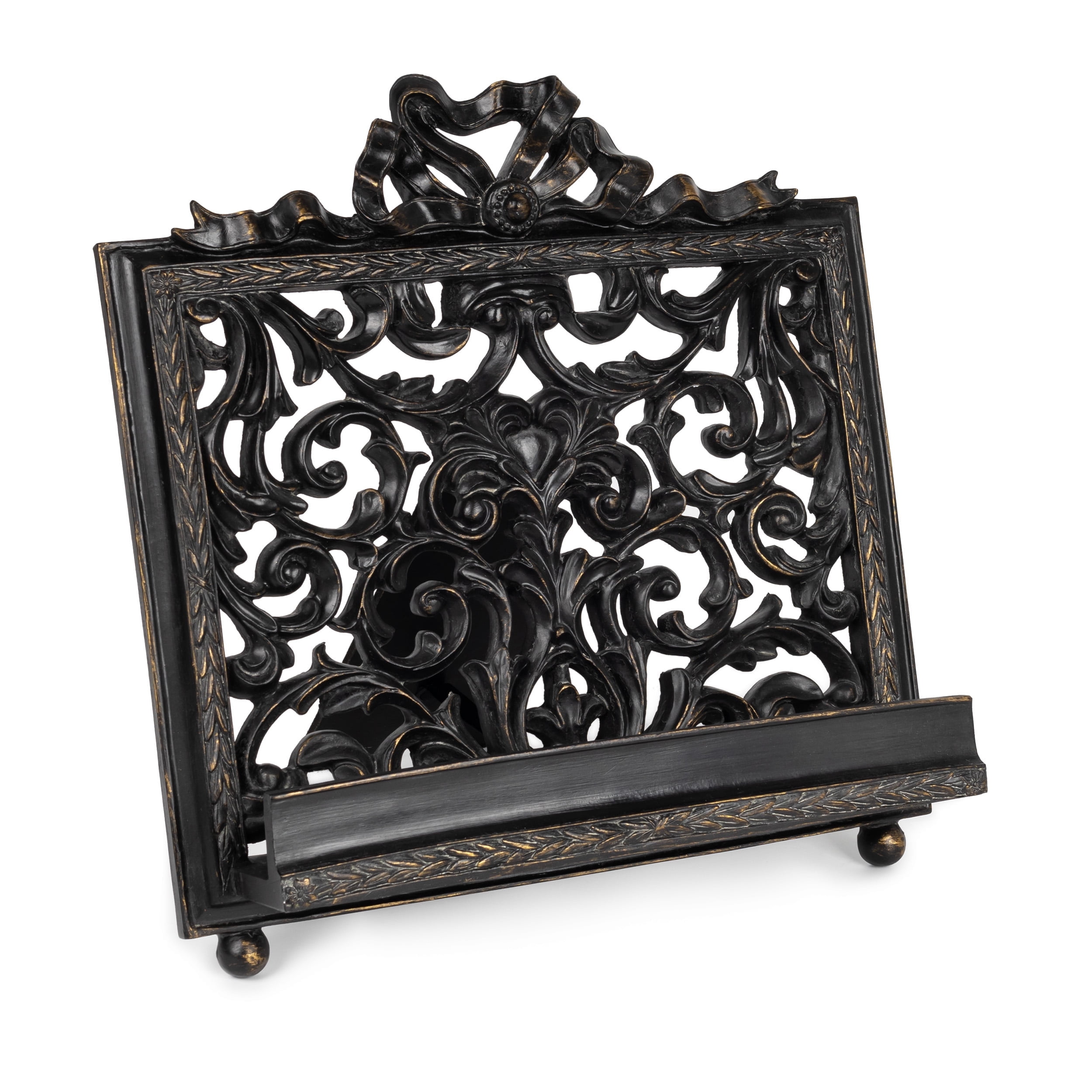 Sunlit Vintage Ornated Cookbook Stand for Kitchen Counter, Farmhouse ...