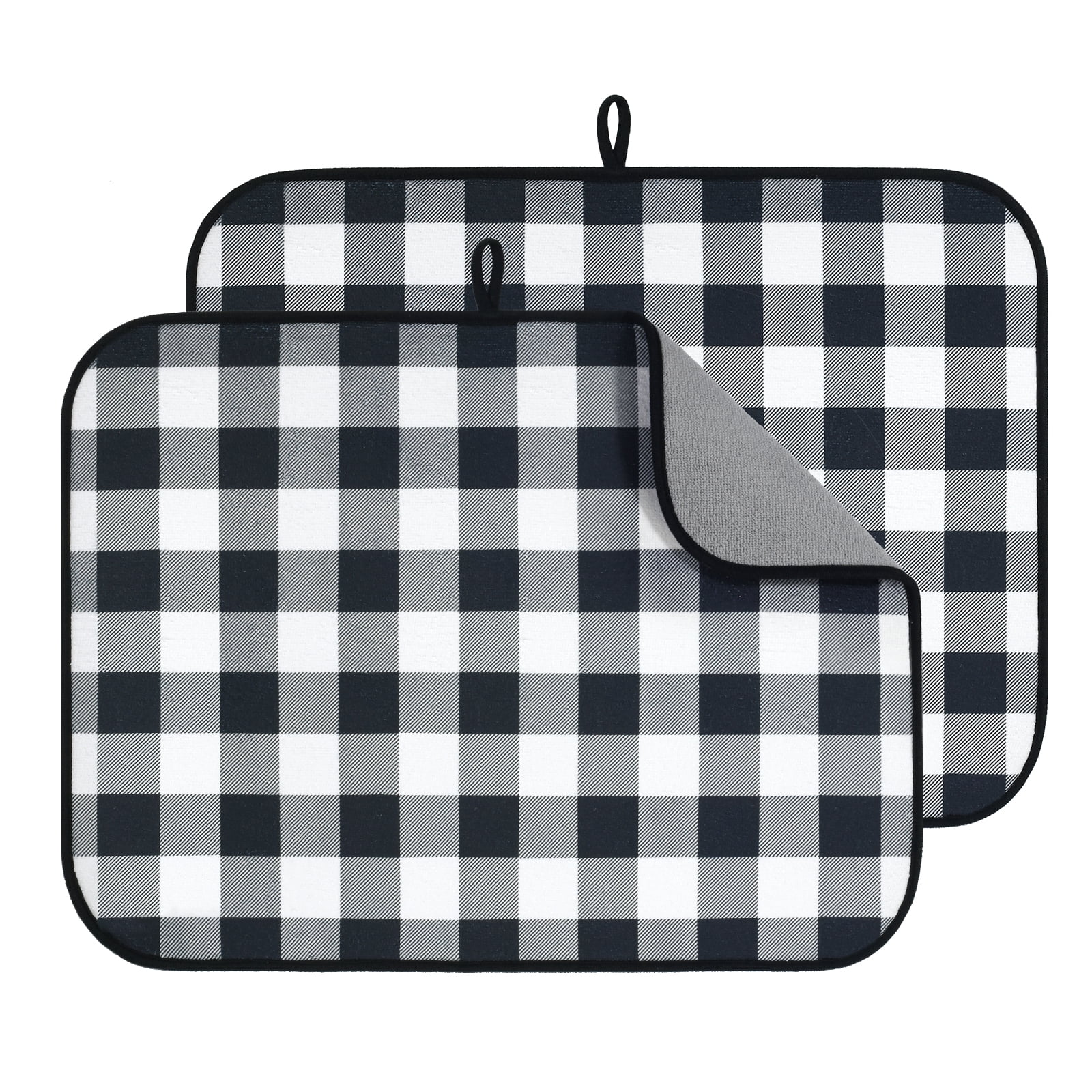 Sunlit XL 24" x 18" Dish Drying Mat, Set of 2, for Kitchen Counter ...