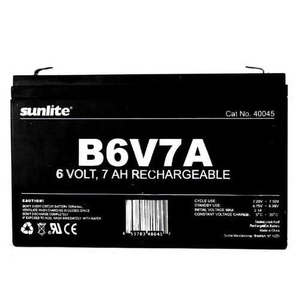 Sunlite 40045-SU B6V7A 7-Amp Hour Emergency Backup Battery, 6-volt ...