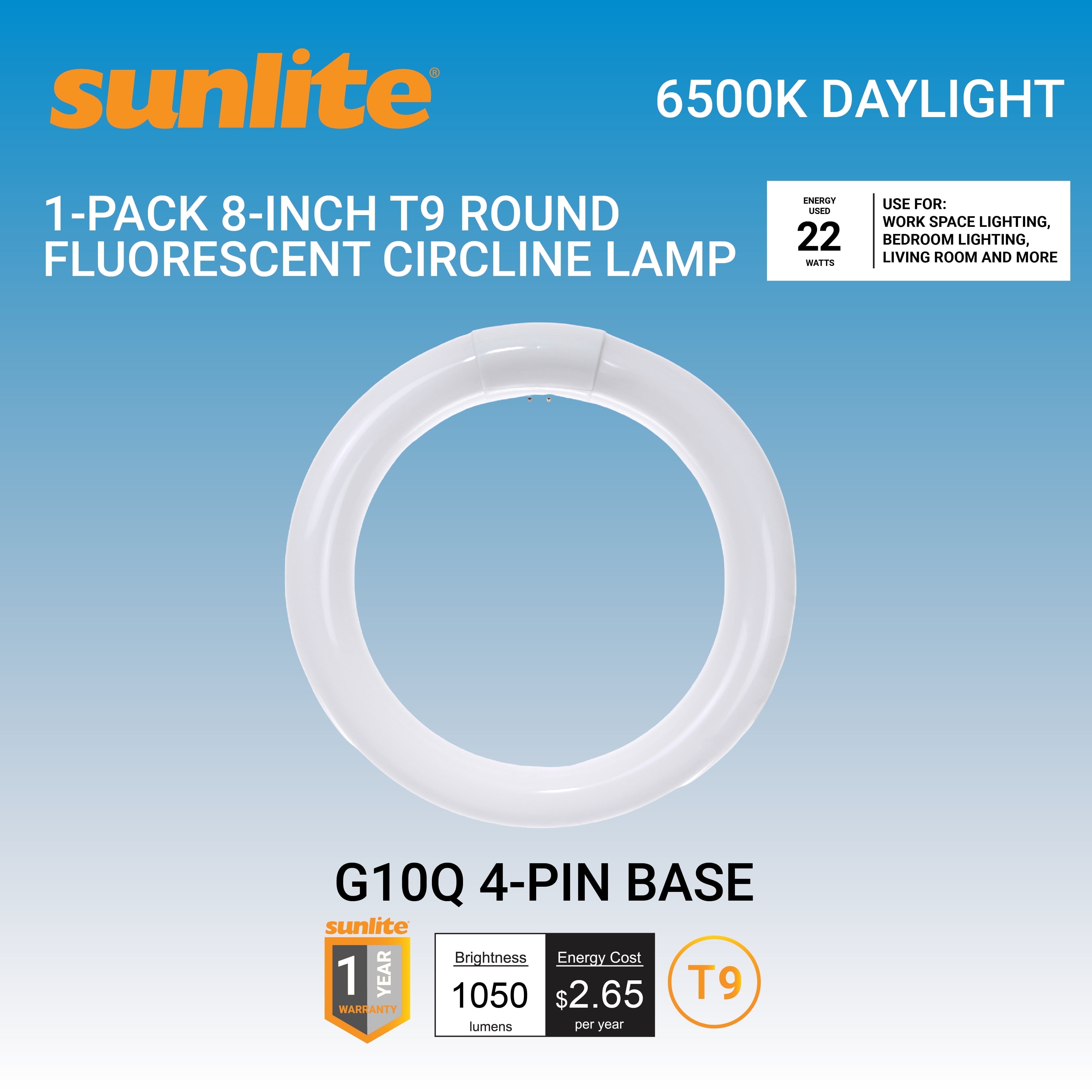 Sunlite FC8T9/DL T9 Round Fluorescent Lamp, 8-Inch, 22 Watts, 1050 ...