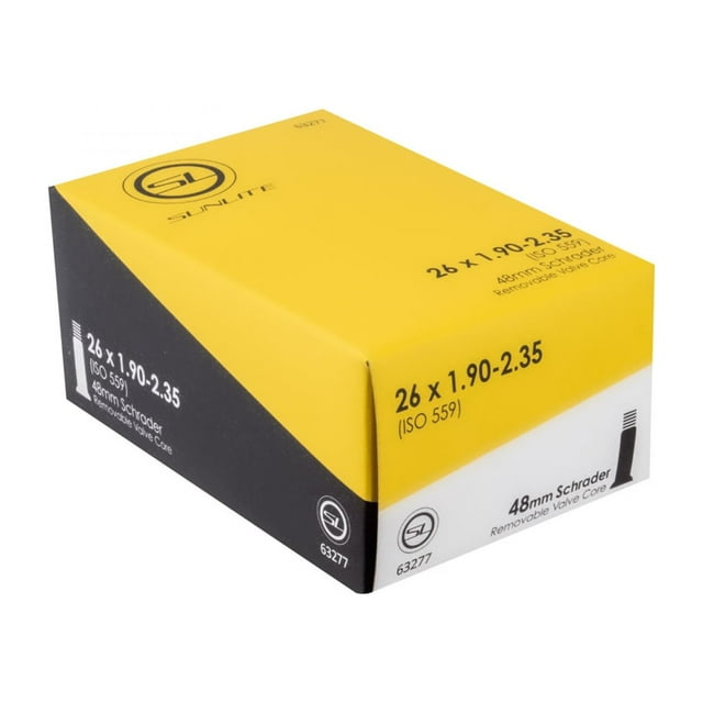 Sunlite Bicycle Inner Tube 26x1.90-2.35" Schrader Valve 48mm Mountain ...