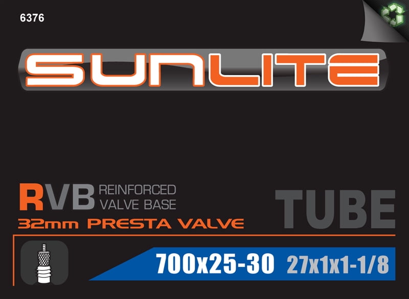 Sunlite Bicycle Tube 700 x 25-30 (27 x 1) 32mm PRESTA Valve Track Fixed ...
