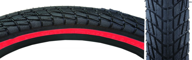 Sunlite Cycling Street Bike Tire 20" x 1.95", Black and Red - Walmart.com