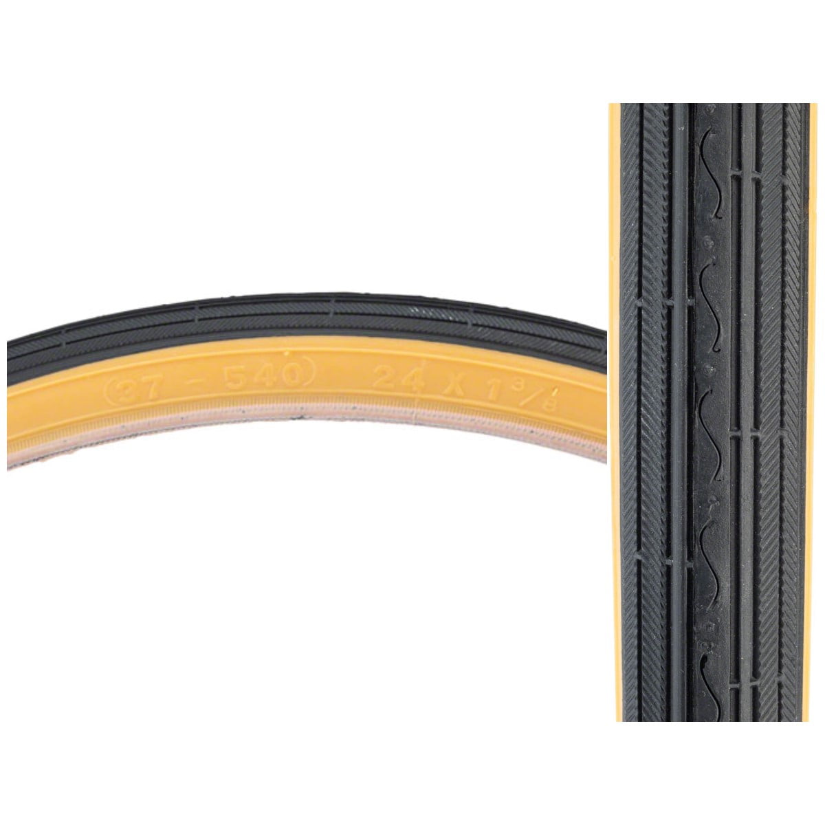 Sunlite K40 Road Bike Tire, 24x1-3/8 Black/Gum, 540 ISO Size, for ...