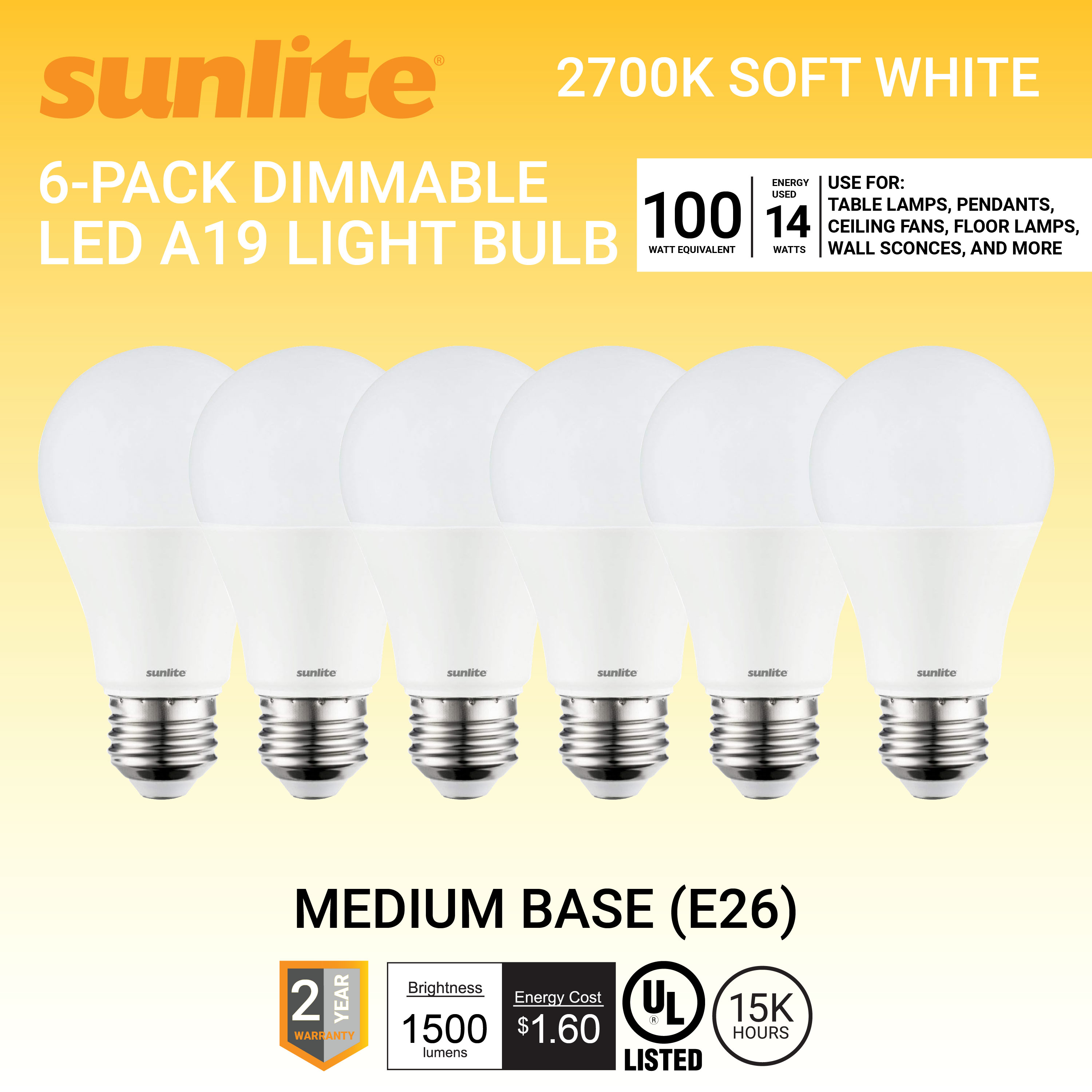 Simply Conserve LED 15W A19 Dimmable Lightbulb, 100W Equivalent ...