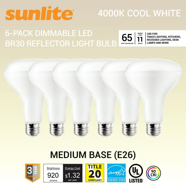 Sunlite LED BR30 Reflector Light Bulb, 11 Watts (65W Equivalent ...