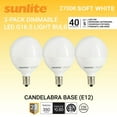 Sunlite LED G16.5 Globe Soft Light Bulb, 5W (40W Eq.), 350 Lumens, 2700K Warm, Dimmable, E12 ...