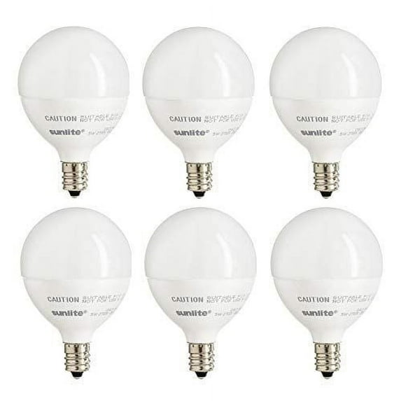 Sunlite LED G16.5 Bulb, 5W (40W Eq.), E12 Base, Dimmable, Frost, 3000K Warm, 6-Pack - Walmart.com