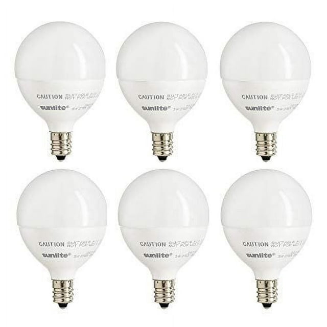 Sunlite LED G16.5 Bulb, 5W (40W Eq.), E12 Base, Dimmable, Frost, 3000K Warm, 6-Pack - Walmart.com