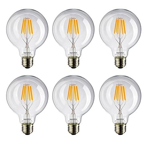 Sunlite LED G30 (G95) Edison Globe Light Bulb, 6 Watts (40W Equivalent), Standard E26 Base ...