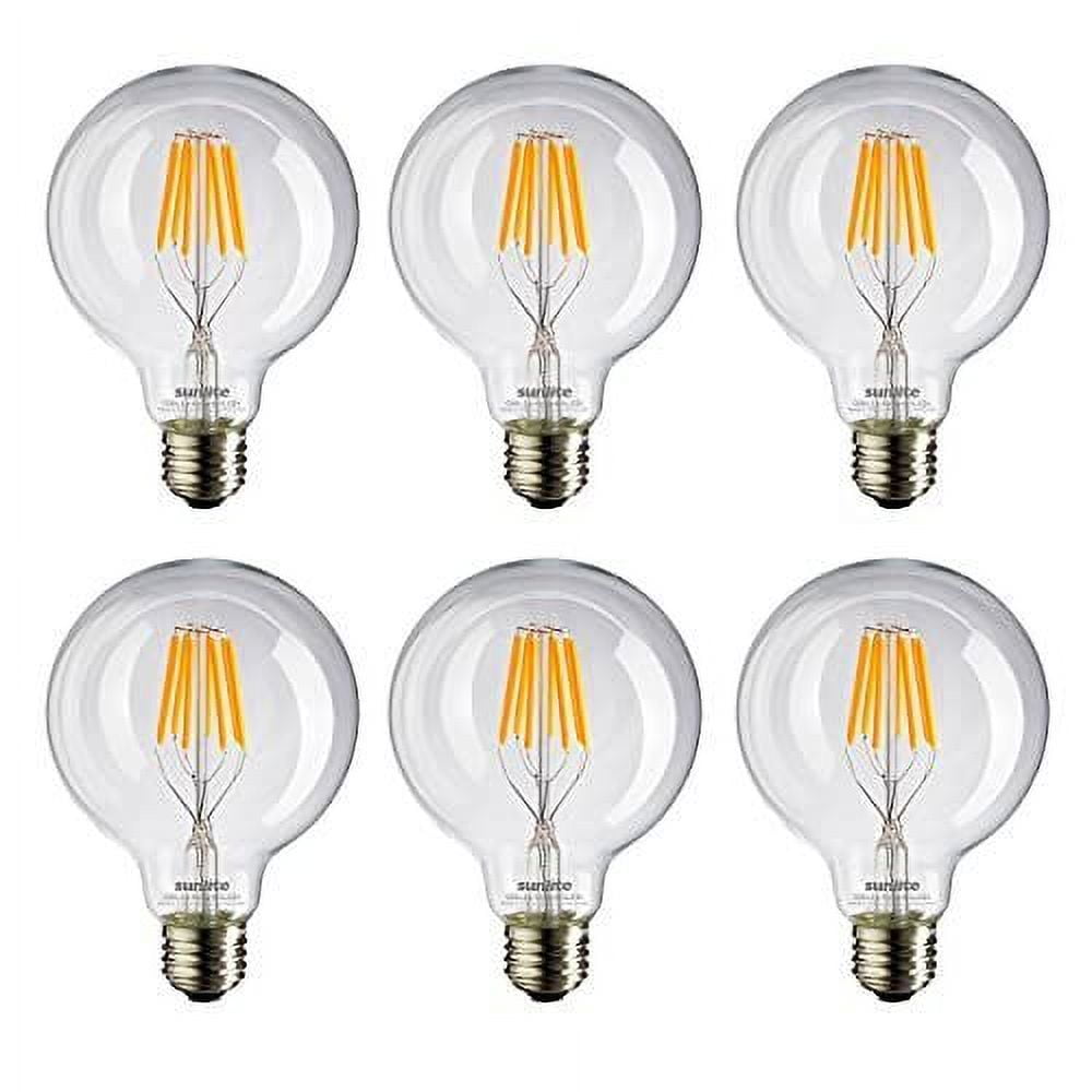 Sunlite LED G30 (G95) Edison Globe Light Bulb, 6 Watts (40W Equivalent ...