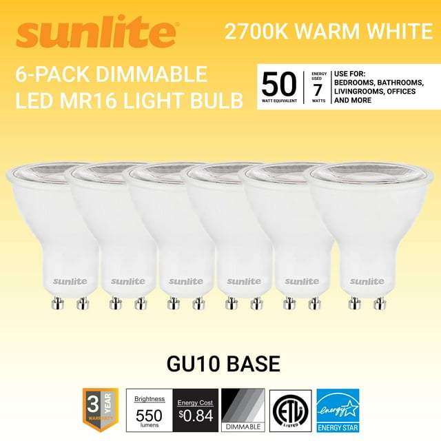 Sunlite 7W LED MR16 Reflector Floodlight Bulb, 35° Spot Light Track ...