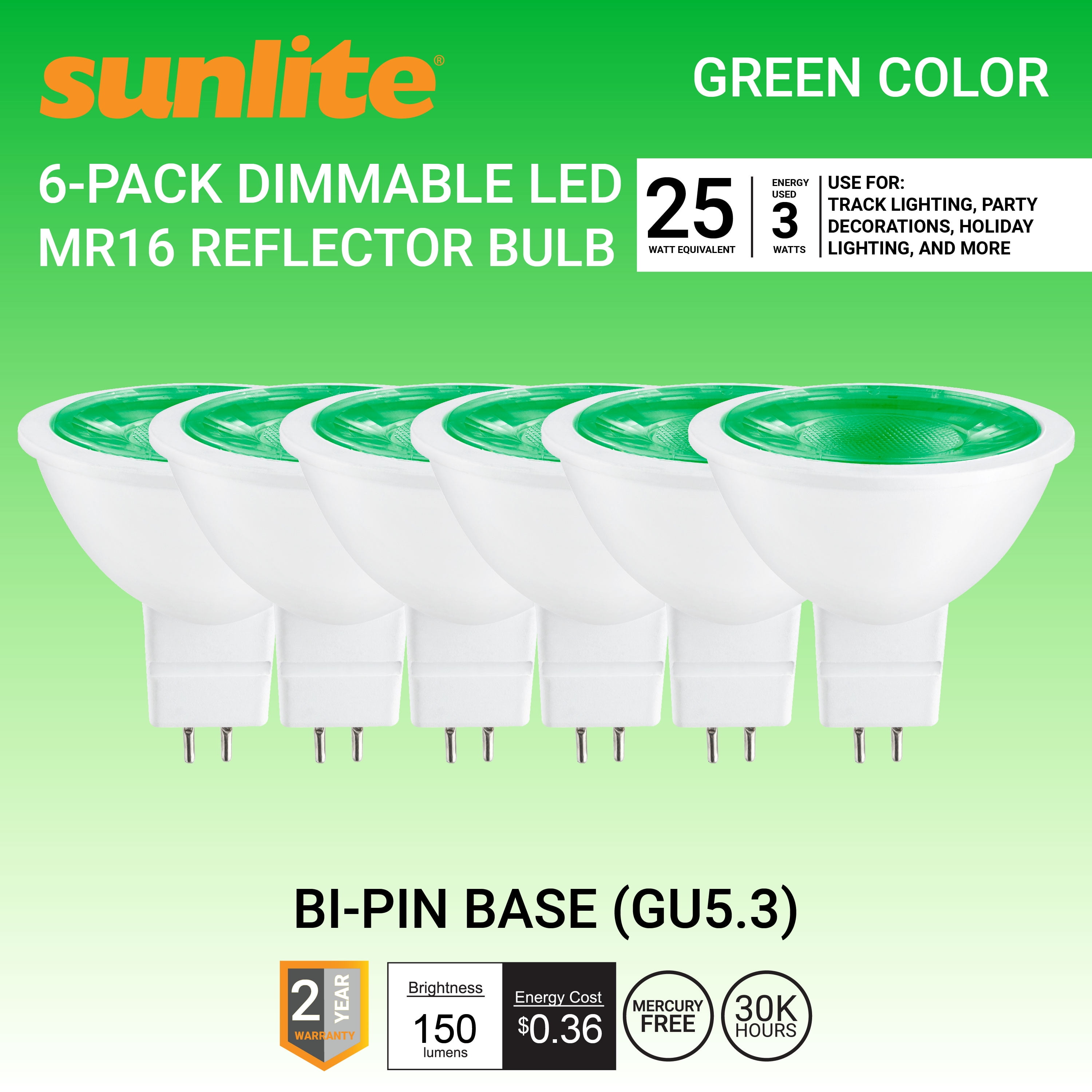 Sunlite LED MR16 Reflector Spotlight Bulb, 3 Watts (25W Halogen Bulb ...