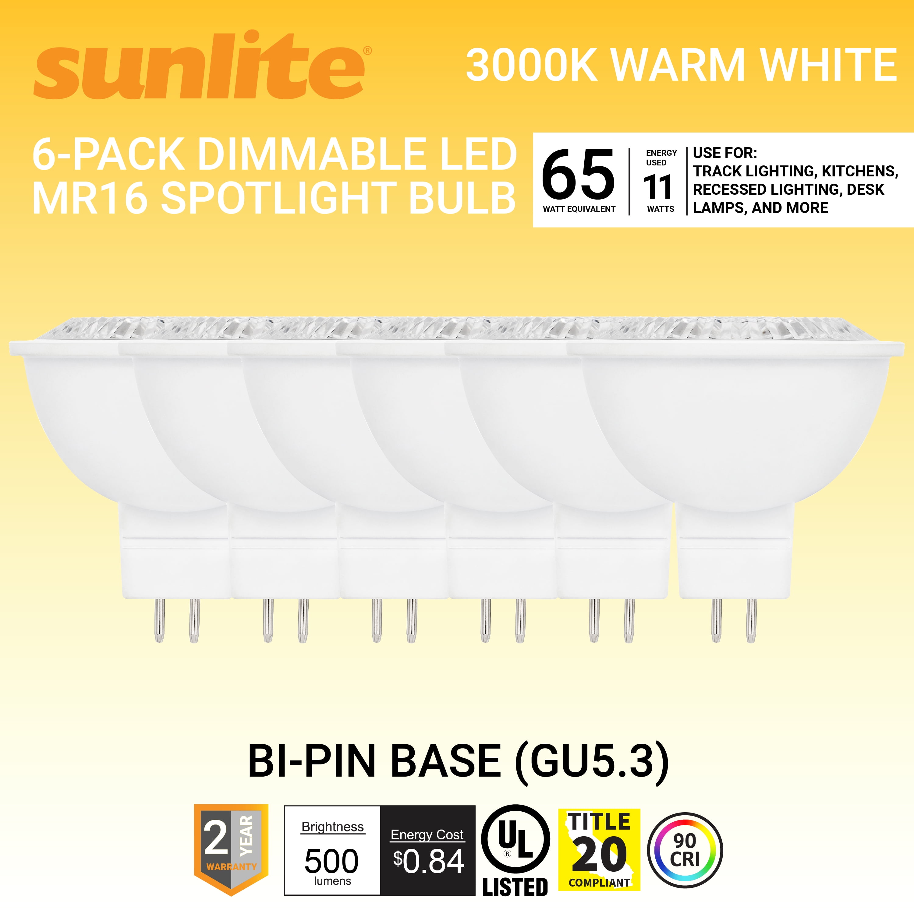 Sunlite LED MR16 Reflector Spotlight Bulb, 7 Watts (50W Halogen Bulb ...
