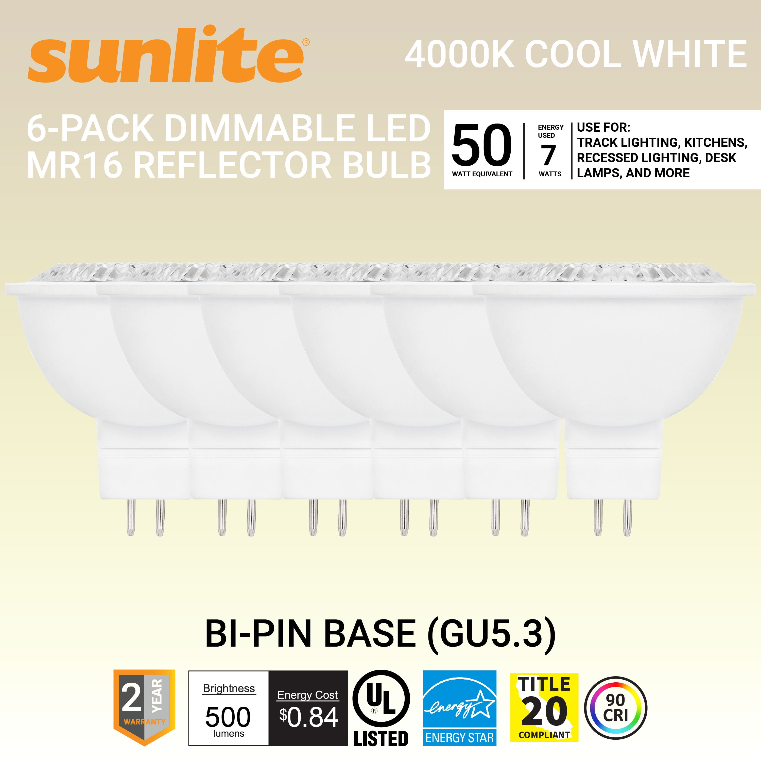 Sunlite LED MR16 Reflector Spotlight Bulb, 7 Watts (50W Halogen Bulb ...