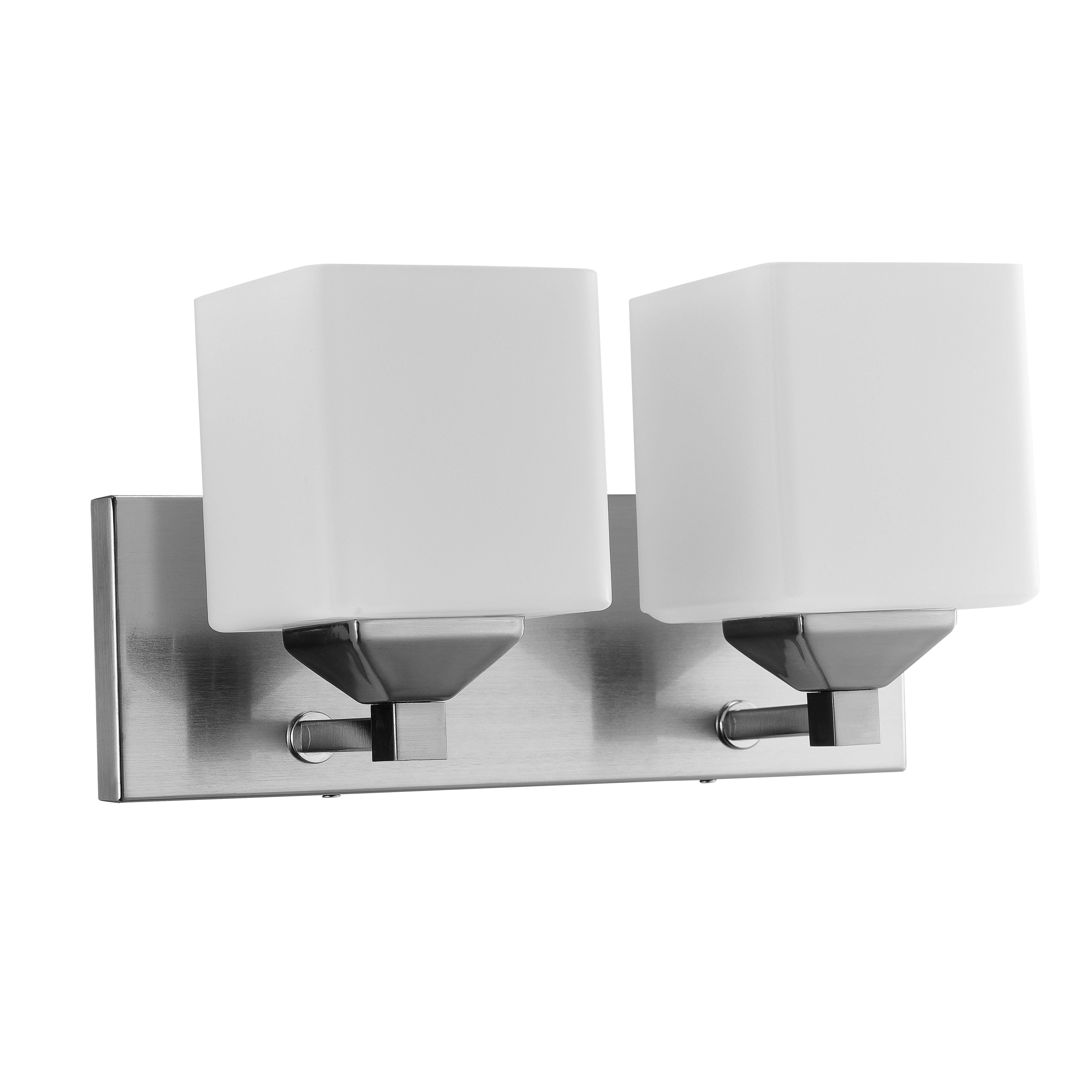 Sunlite Modern Square Vanity Light Fixture, Frosted Glass Shade, Medium ...