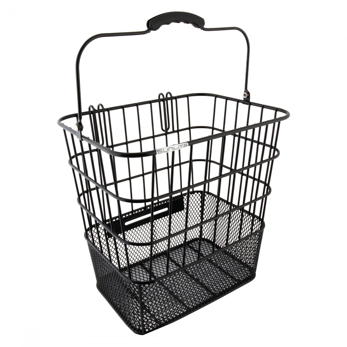Sunlite Pannier Mesh Bottom Side Rear Basket Black w/ Hooks + Carry ...