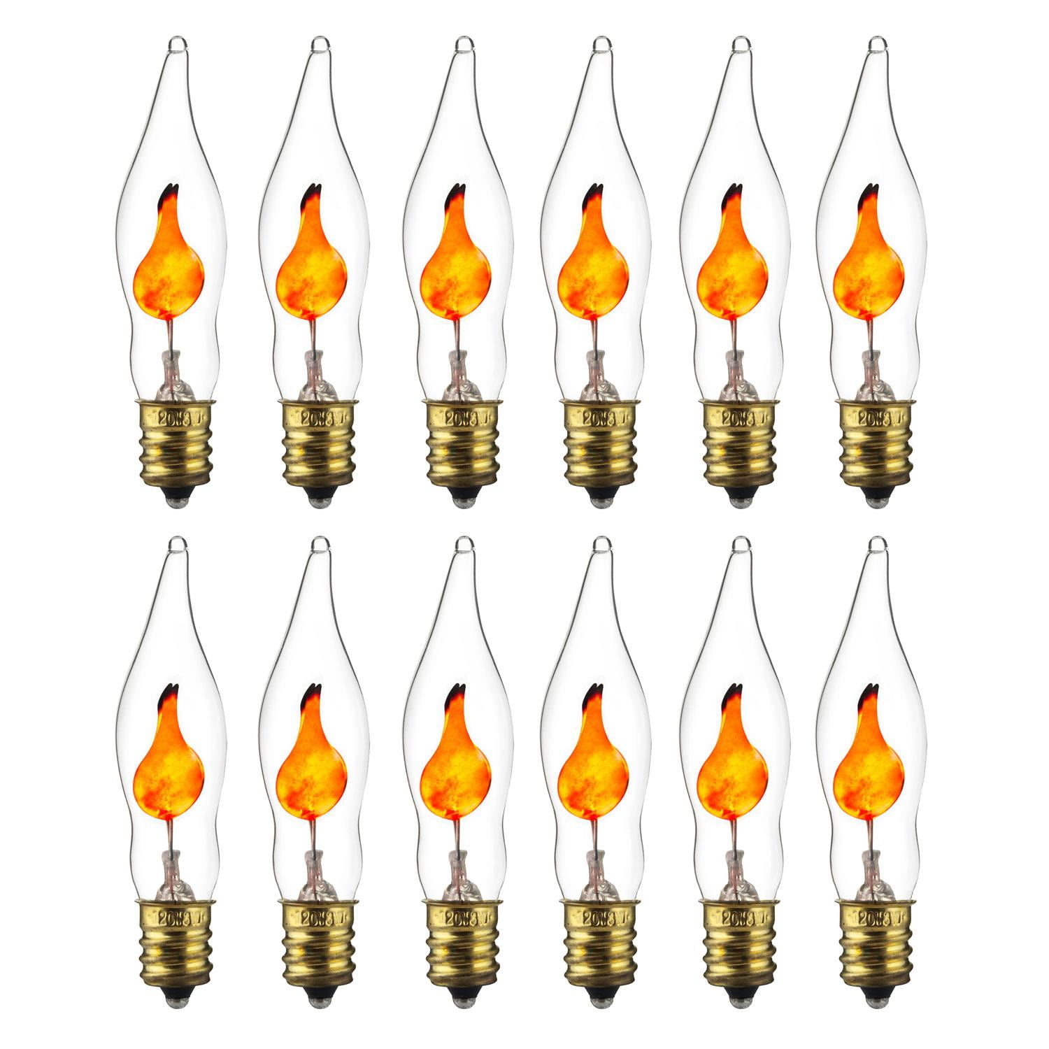Sunlite Petite Chandelier Electric Shaped Flicker Flame Light Bulb, E12 Candelabra Base, 3 Watts ...