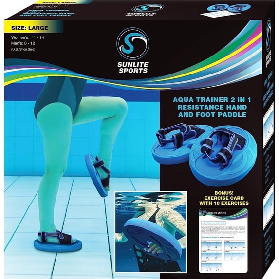 Sunlite Sports Aqua Workout Equipment, 2-in-1 Hand & Feet Paddle, Adult ...