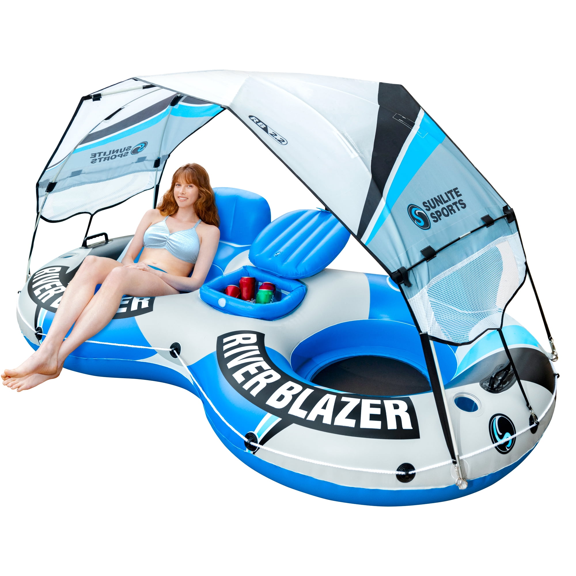 Sunlite Sports Double Adult Large River Tube with Cup Holder & Detachable Canopy - Walmart.com