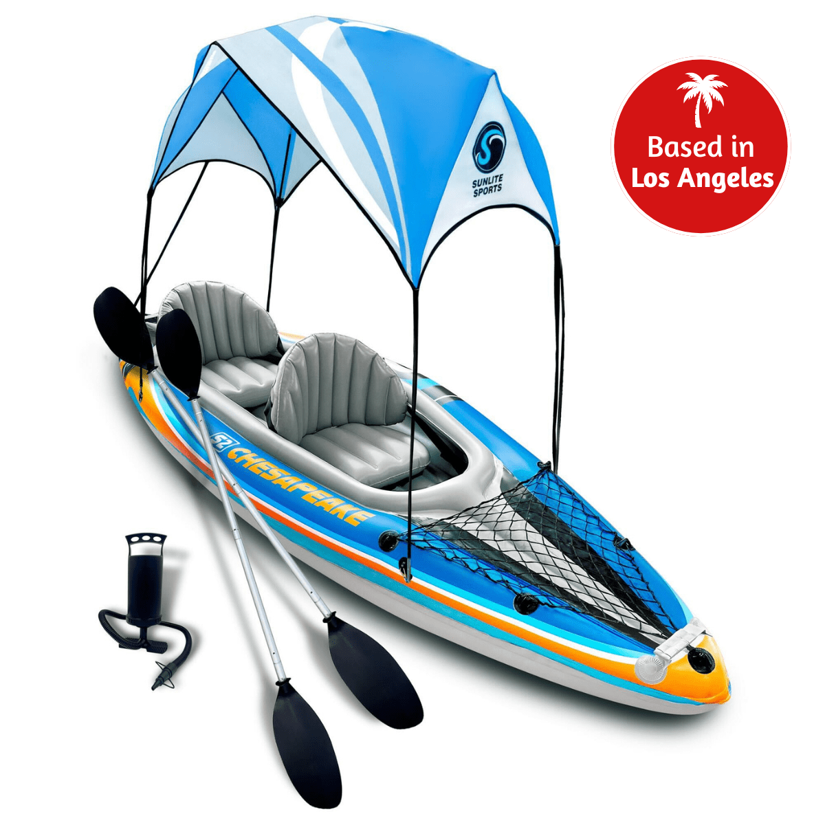 Sunlite Sports Tandem Inflatable Kayak with Canopy and Pump for Lakes ...