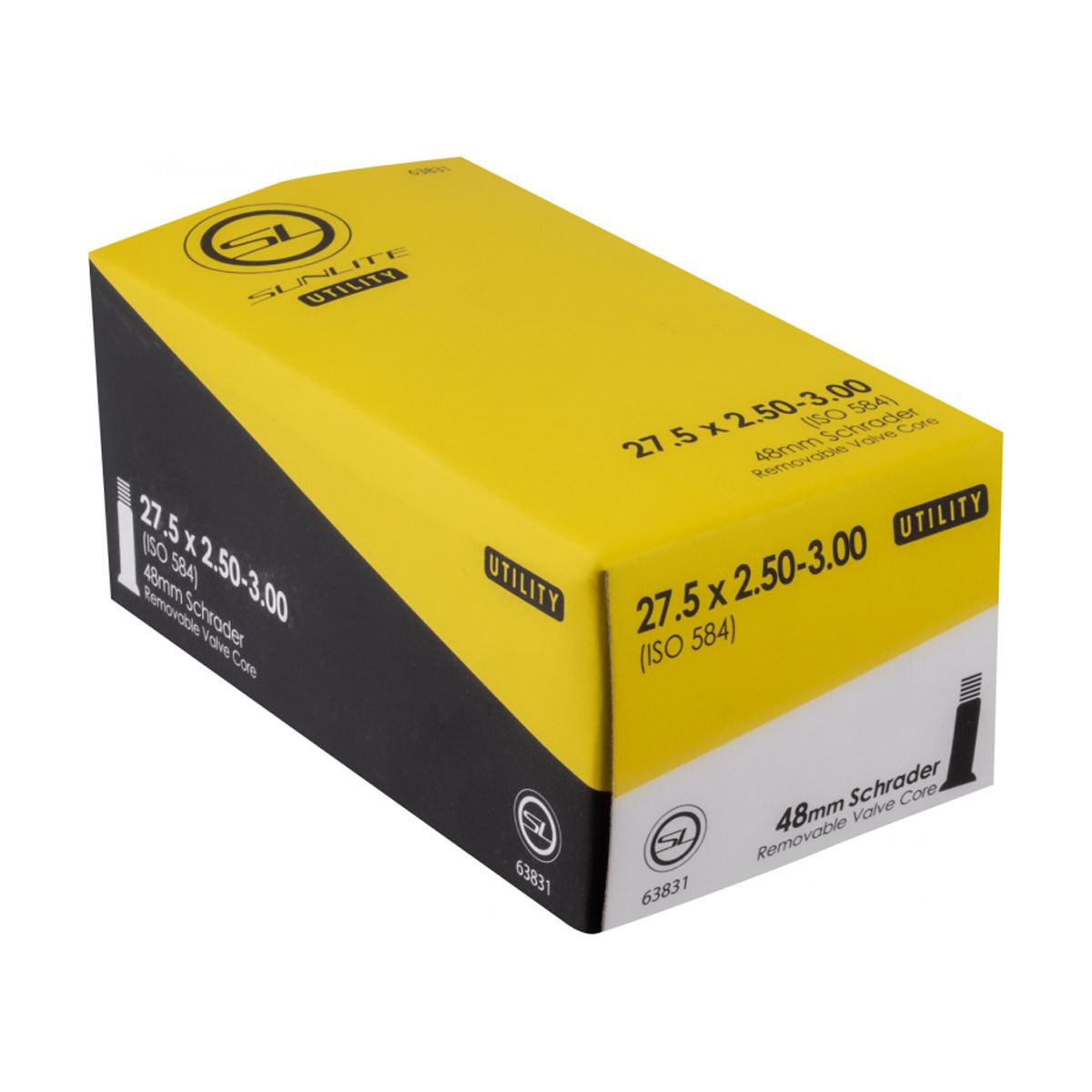 Sunlite Utili-T Standard 27.5x2.50-3.00 SV 48mm Schrader Valve Tube ...