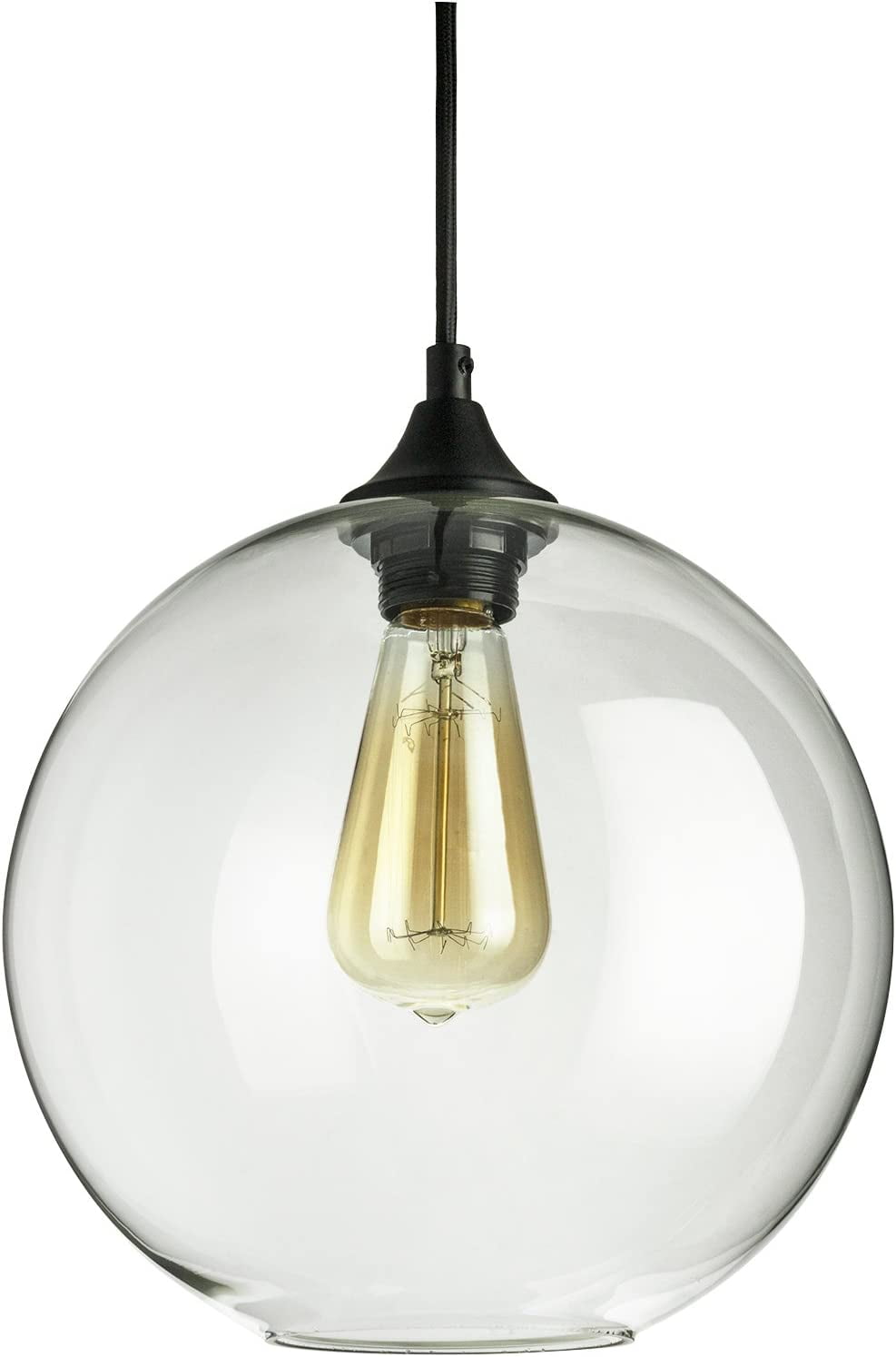 Sunlite Vintage-Inspired Glass Sphere Hanging Pendant Farmhouse Light ...