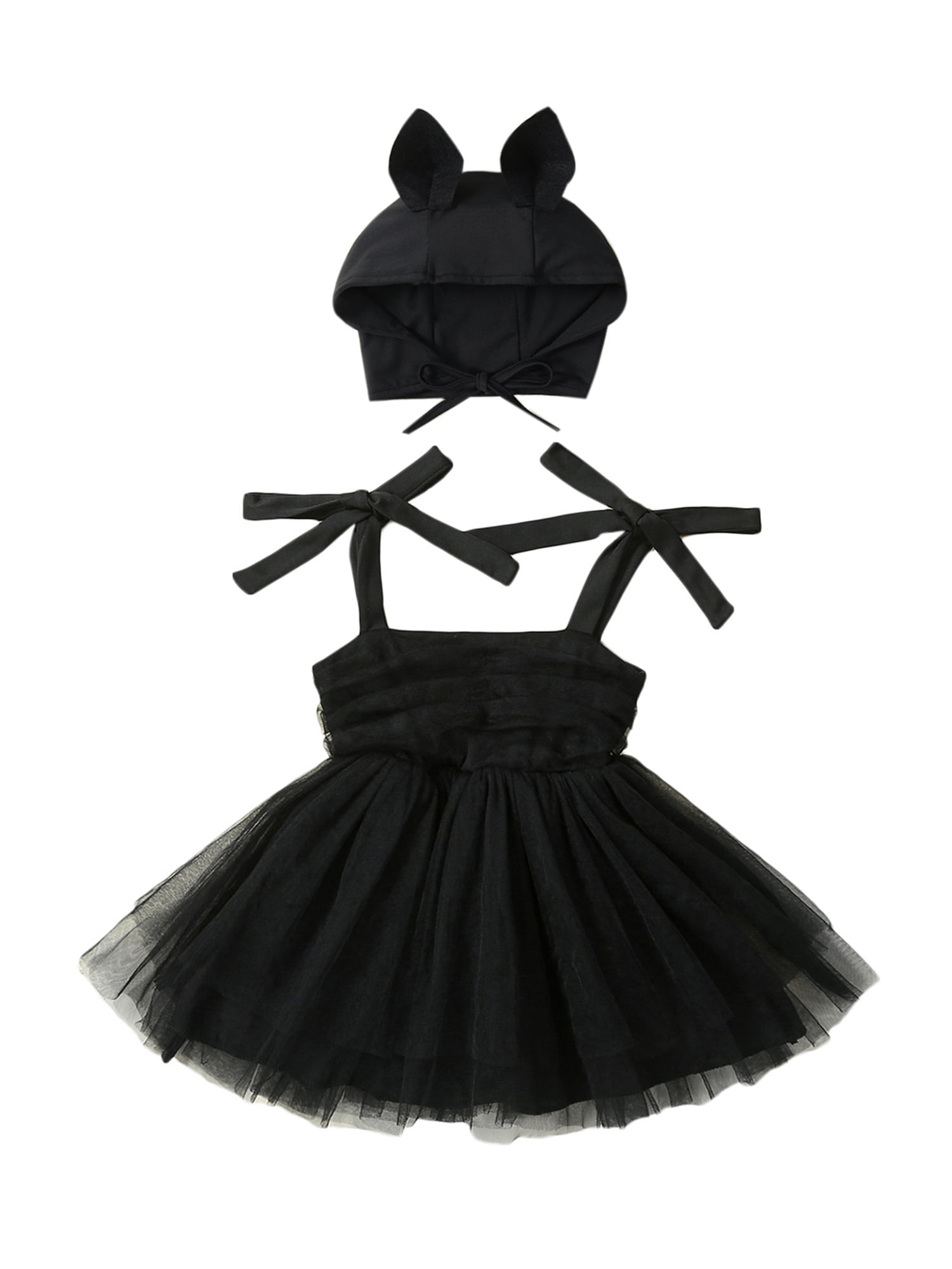 Sunloudy Halloween Kids Girls 2 Pcs Outfits Tie-up Straps Tulle A-line ...