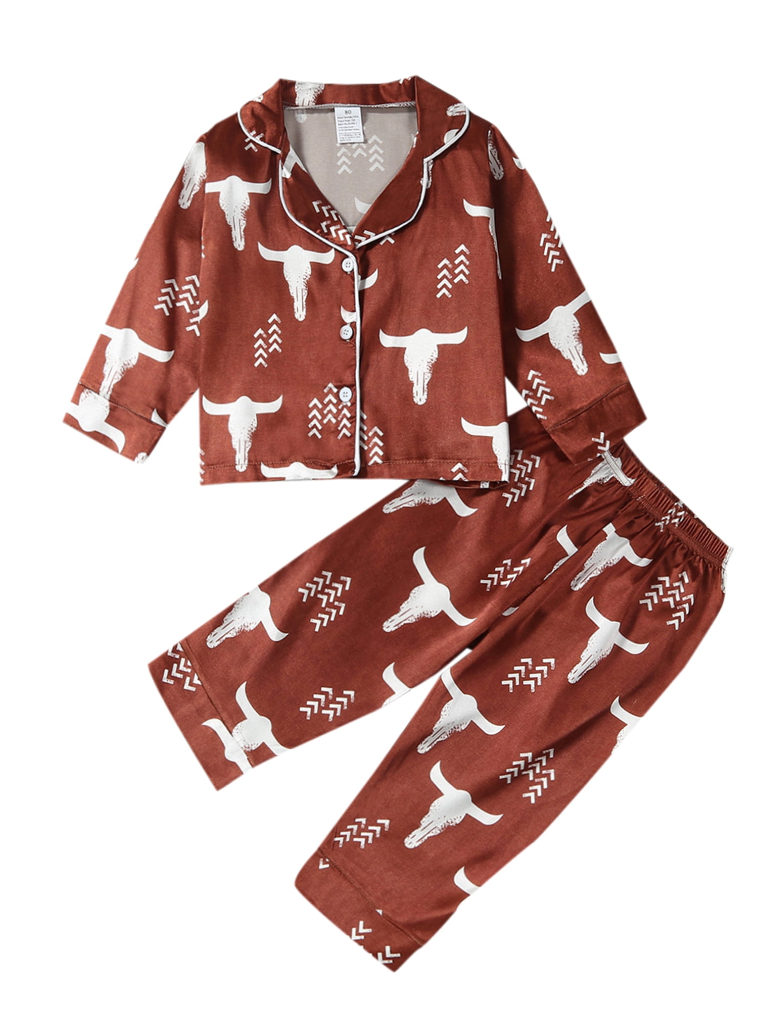 Sunloudy Kid Boy Girls Satin Pajamas Set Cute Floral/Cow Print Button ...