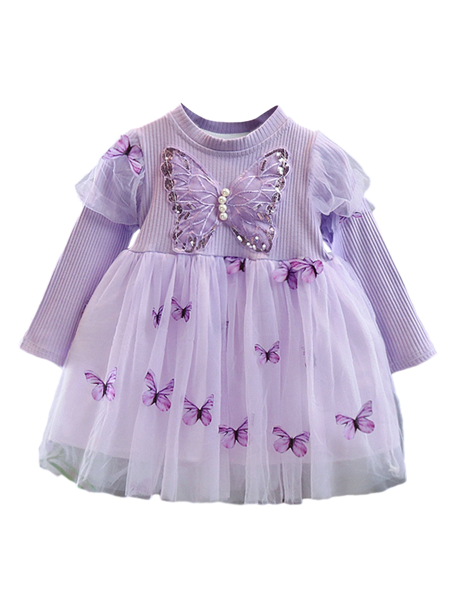 Sunloudy Little Girls Tutu Tulle Princess Dress Pearl Butterfly Pattern ...