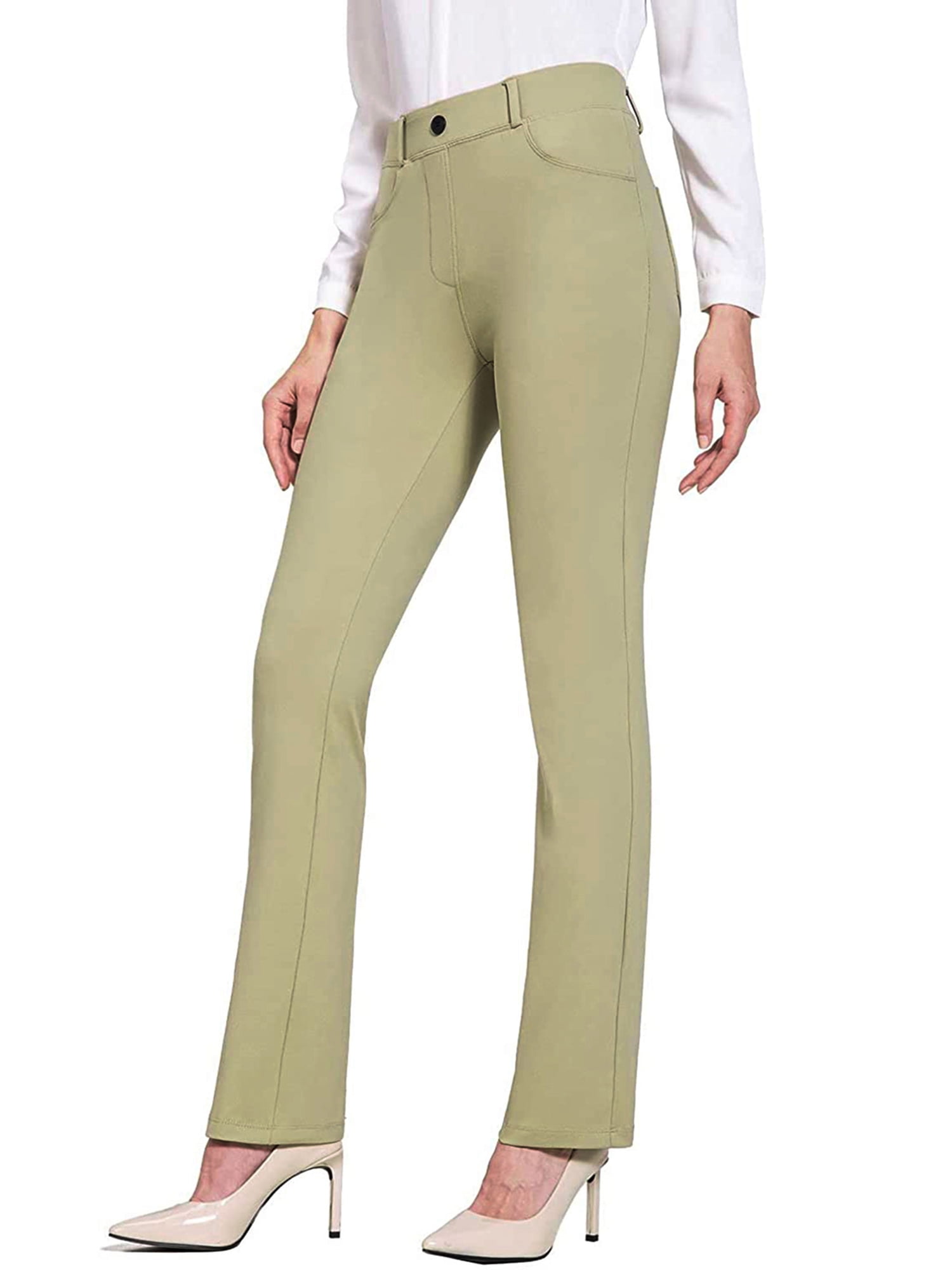 Sunloudy Women Flared Pants, High Waist, Solid Color, Stretchy Trousers ...